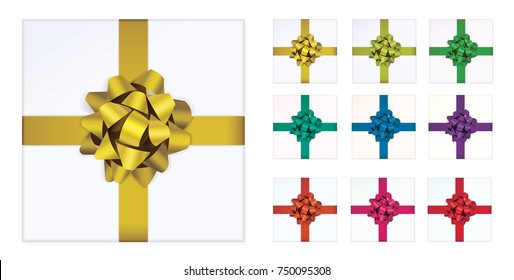 Unopened White Gift Box Color Bows Stock Vector (Royalty Free ...