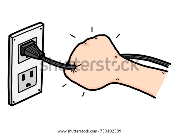 Unplugging Hand Cartoon Vector Illustration Hand Stock Vector (Royalty ...
