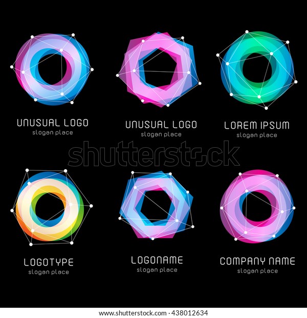 Conjunto de logotipos vectoriales de formas geométricas abstractas ...