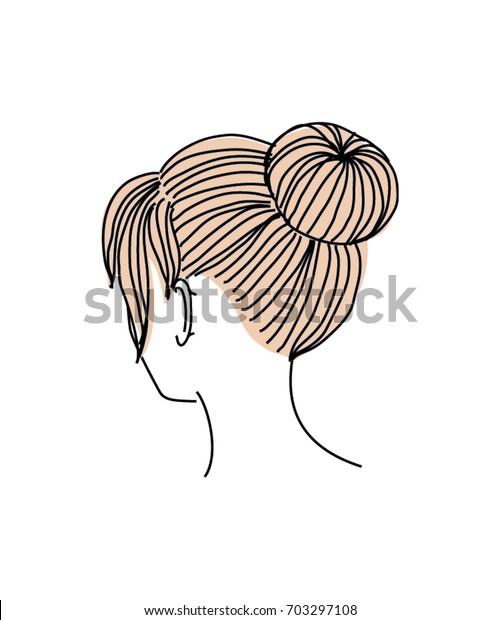 Updo Bun Hairstyle Vector Illustration Stock Vector (Royalty Free ...