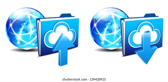 Upload Download Folder Communication Internet World Stock Vector ...