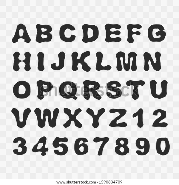 Upper Case Distorted Alphabet Letters Numbers: vector de stock (libre ...