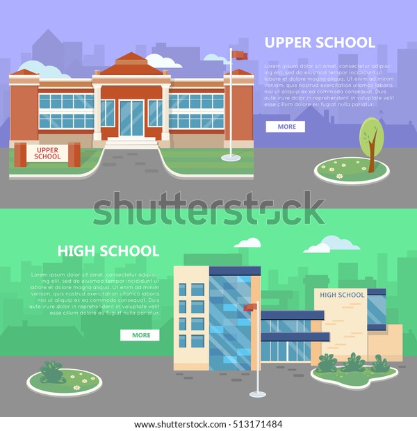 Upper High School Web Banners Modern Stock Vector (Royalty Free ...