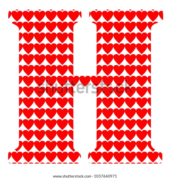 Uppercase Alphabet Letter H Red Heart Stock Vector (Royalty Free ...
