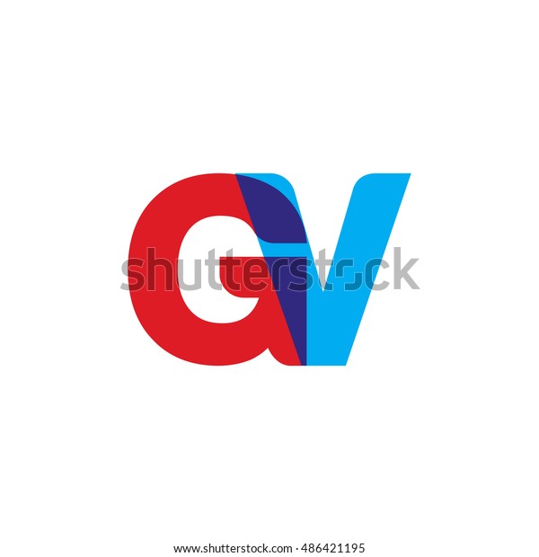 Uppercase Gv Logo Red Blue Overlap Stock Vector (Royalty Free) 486421195