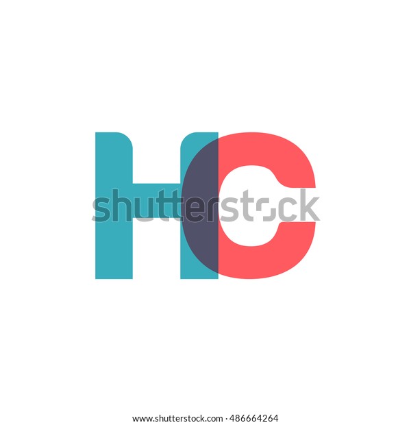 uppercase HC logo, modern classic pale blue red overlap transparent logo