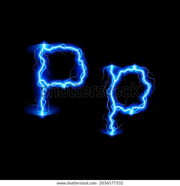 Uppercase Lowercase Letters P Lighting Style Stock Vector (Royalty Free ...