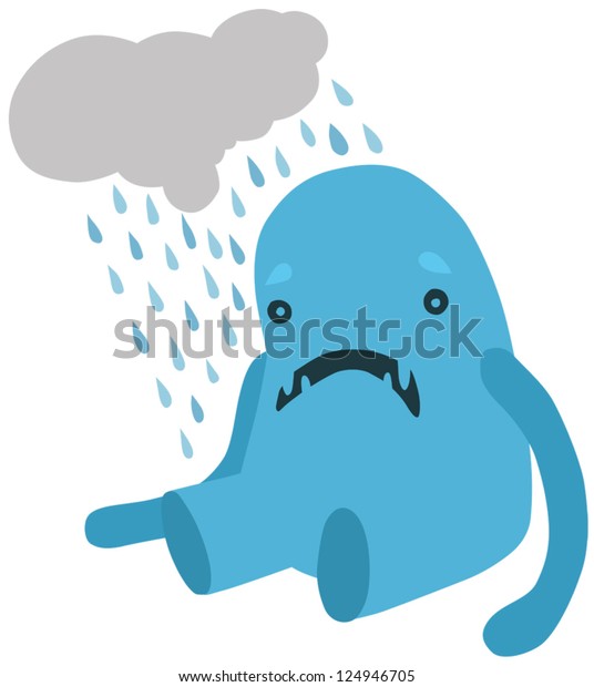 Upset Blue Monster Rainy Cloud Stock Vector (Royalty Free) 124946705 ...