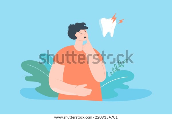 Upset Cartoon Man Suffering Toothache Patient Stock Vector (Royalty ...