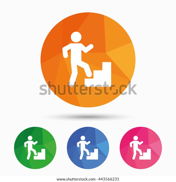 Upstairs Icon Human Walking On Ladder Stock Vector (Royalty Free ...