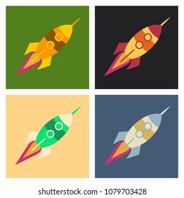 Upward Rocket Round Window Illustration Stock Vector (Royalty Free ...