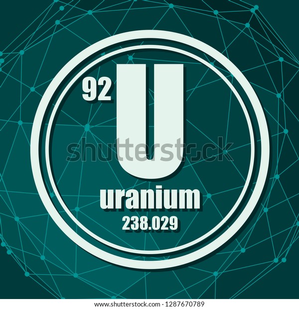 Uranium Chemical Element Sign Atomic Number Stock Vector (Royalty Free ...