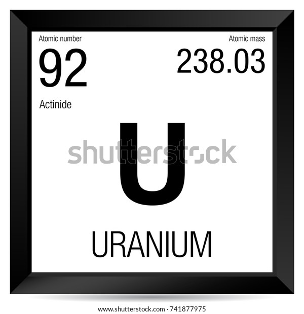 Uranium symbol. Element number 92 of the Periodic Table of the Elements ...