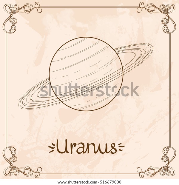 Uranus Vintage Stylized Outline Drawing Uranus Arkivvektor (royaltyfri ...