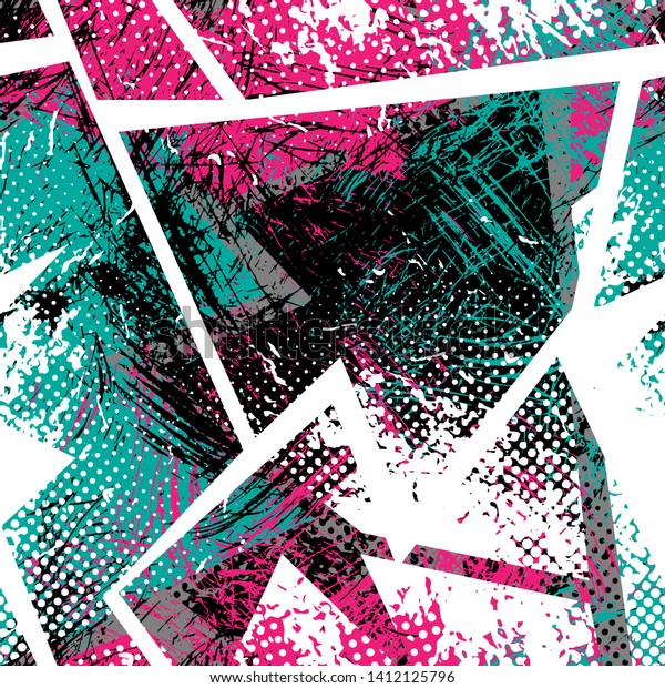 Urban Grunge Geometric Seamless Pattern: vector de stock (libre de ...