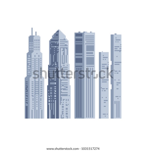 Urban Landscape High Skyscrapers Pixel Art Stock Vector (Royalty Free ...
