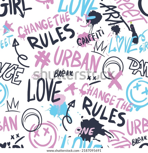 Urban Seamless Pattern Street Art Graffiti Stock Vector (Royalty Free ...