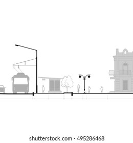 Urban Street Architectural Section Stock Vector (Royalty Free ...