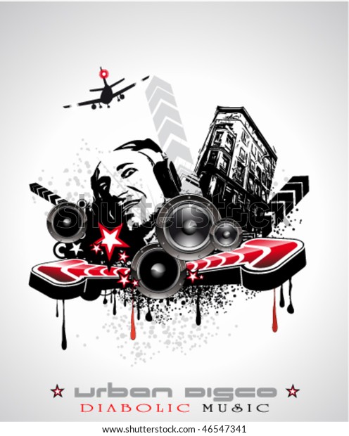 Urban Techno Music Event Background Crazy Stock Vector (Royalty Free ...