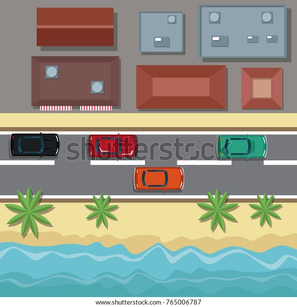 Urban Top View Cartoon Stock Vector (Royalty Free) 765006787 | Shutterstock