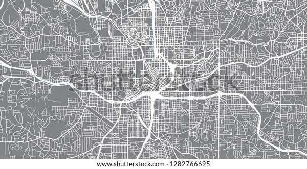 Urban Vector City Map Atlanta Georgia Stock Vector (Royalty Free ...