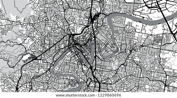 Urban Vector City Map Brisbane Australia: vector de stock (libre de ...