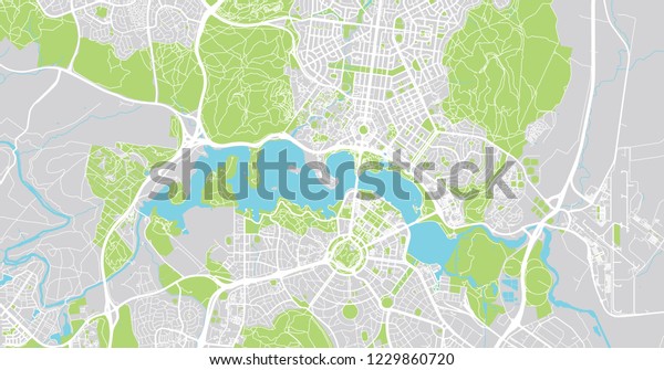 Urban Vector City Map Canberra Australia Stock Vector (Royalty Free ...
