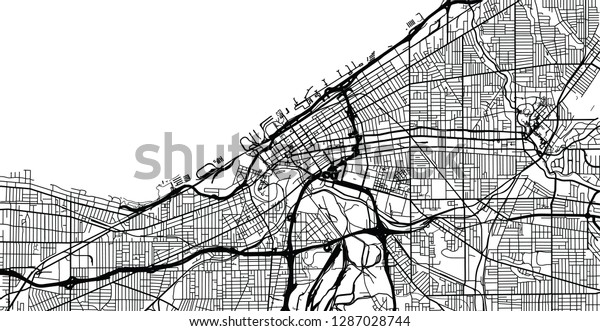 Urban Vector City Map Cleveland Ohio Stock Vector (Royalty Free ...