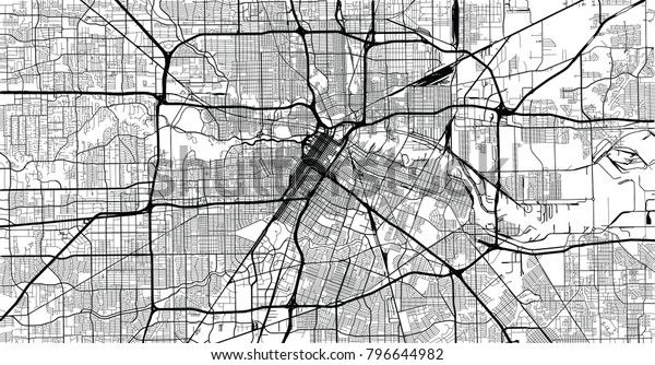 Urban vector city map of Houston, Texas, USA