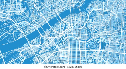 Urban Vector City Map Osaka Japan Stock Vector (Royalty Free ...