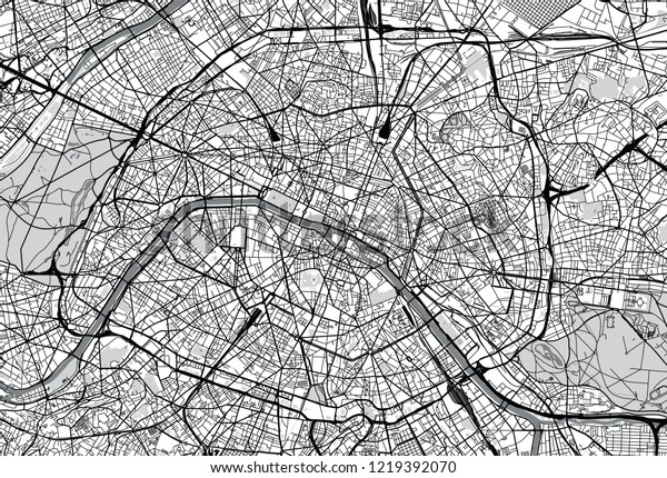 Urban Vector City Map Paris France Stock Vector (Royalty Free ...