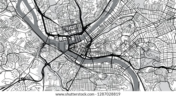 Urban Vector City Map Pittsburgh Pennsylvania Stock Vector (Royalty ...