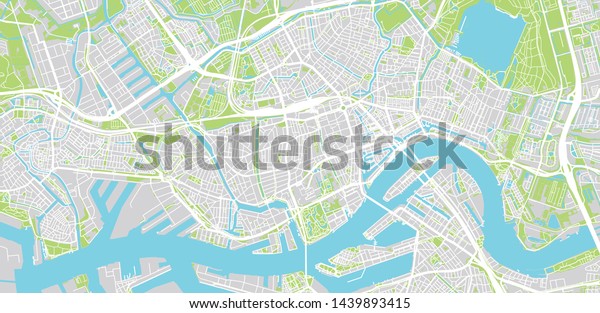Urban Vector City Map Rotterdam Netherlands Stock Vector (Royalty Free ...