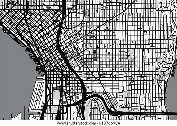 Urban Vector City Map Seattle Usa Stock Vector (Royalty Free) 618766904 ...