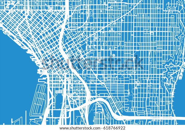 Urban Vector City Map Seattle Usa Stock Vector (Royalty Free) 618766922 ...