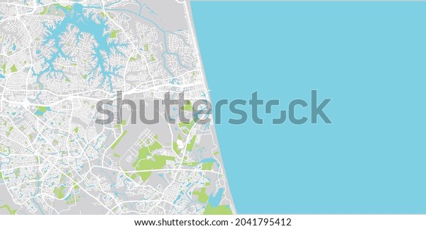 Urban Vector City Map Virginia Beach Stock Vector (Royalty Free ...
