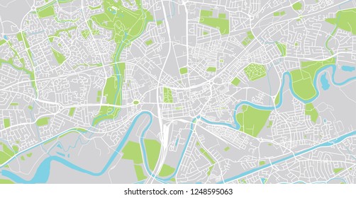 Urban Vector City Map Warrington England Stock Vector (Royalty Free ...