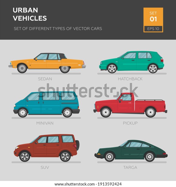 Urban Vehicles Set Different Types Vector Stock Vector (Royalty Free ...