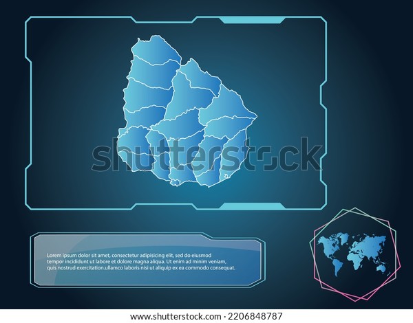 Uruguay Map Infographic Technology Blue Color Stock Vector (Royalty ...
