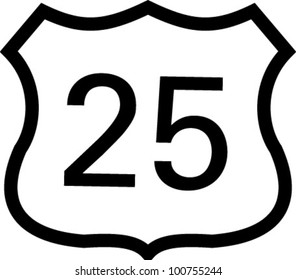 Us 25 Highway Sign Stock Vector (Royalty Free) 100755244