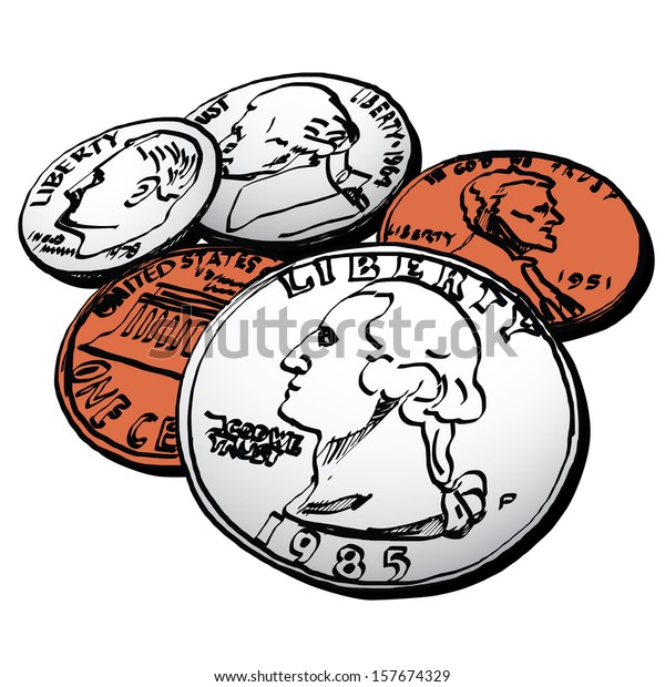Us Dollar Coin Hand Drawn Stock Vector (Royalty Free) 157674329