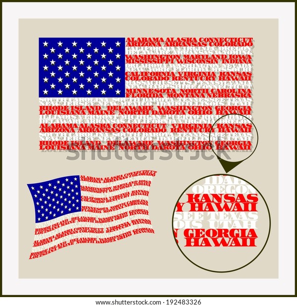 Us Flag Made Words State Names Stock Vector (Royalty Free) 192483326 ...