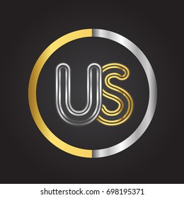 Us Letter Logo Circle Gold Silver Stock Vector (Royalty Free) 698195371 ...