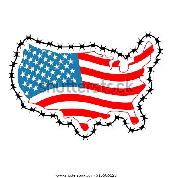 US Map with barbed wire. America closes border in relation to ...