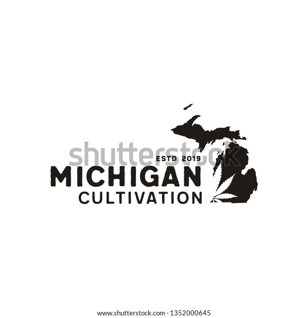 Us Michigan Map Cannabis Leaf Logo Stock Vector (Royalty Free) 1352000645
