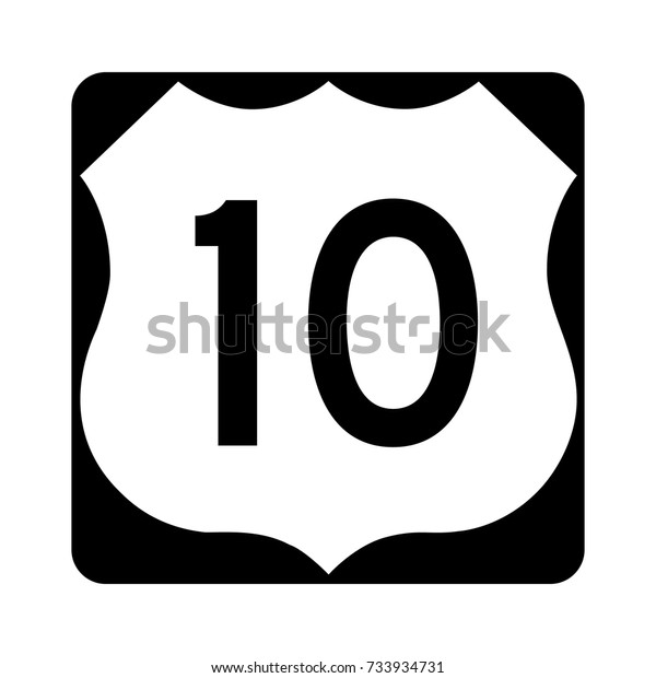 Us Route 10 Filled White Black Stock Vector (Royalty Free) 733934731