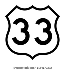 Us Route 33 Filled White: vector de stock (libre de regalías ...