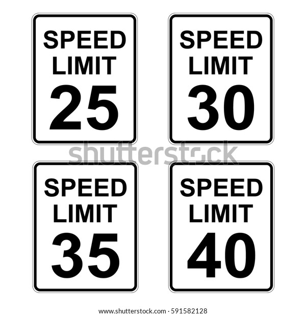 Us Speed Limit Sign Set 25 Stock Vector (Royalty Free) 591582128
