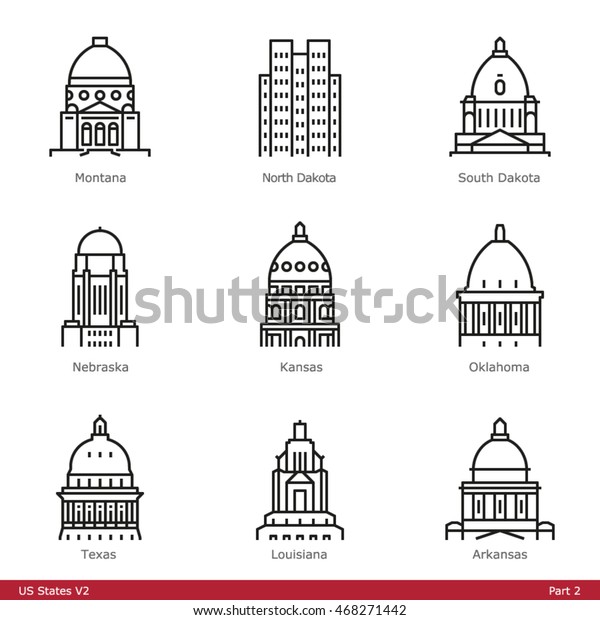 Us State Capitols Part 2 Line Stock Vector (Royalty Free) 468271442 ...