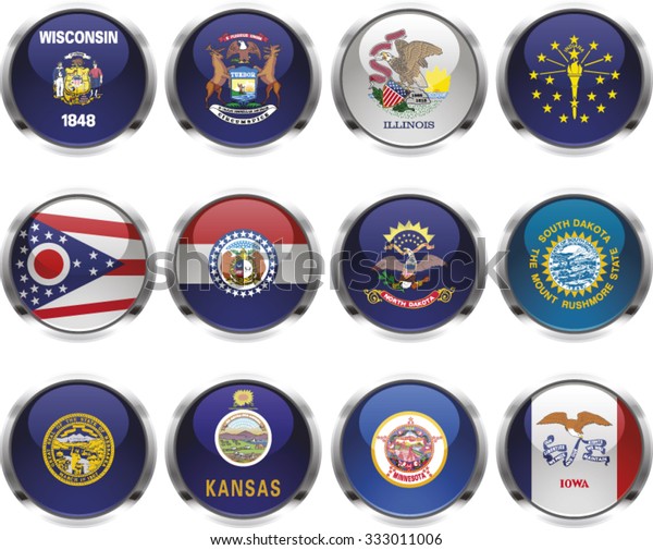 Us States Flags Icons Midwest Stock Vector (Royalty Free) 333011006